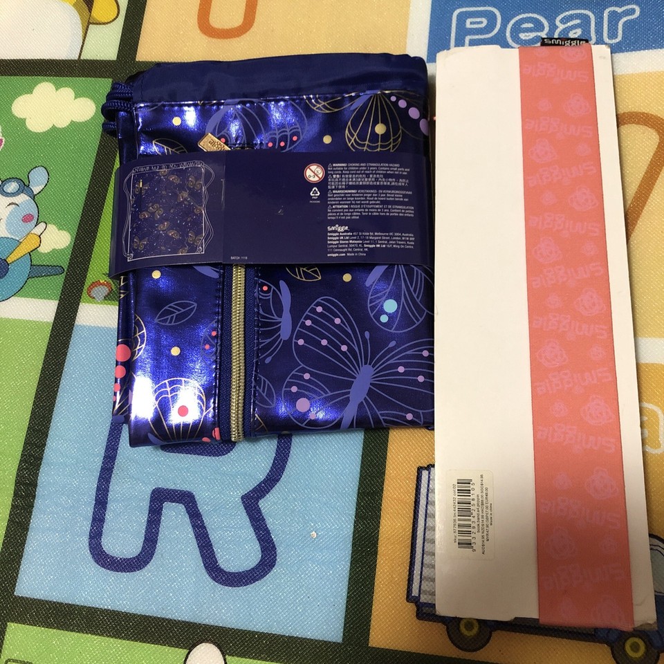 girls smiggle drawstring school beach swim bag & pencil case butterfly ...