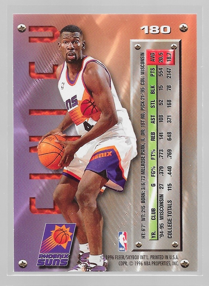 1995-96 Metal Phoenix Suns Basketball Card #180 Michael Finley Rookie ...