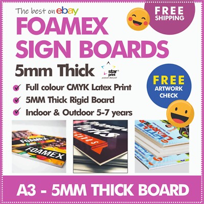 A3 FOAMEX BOARD - printed high quality - 5MM RIGID FOAM BOARD PVC PRINT ...