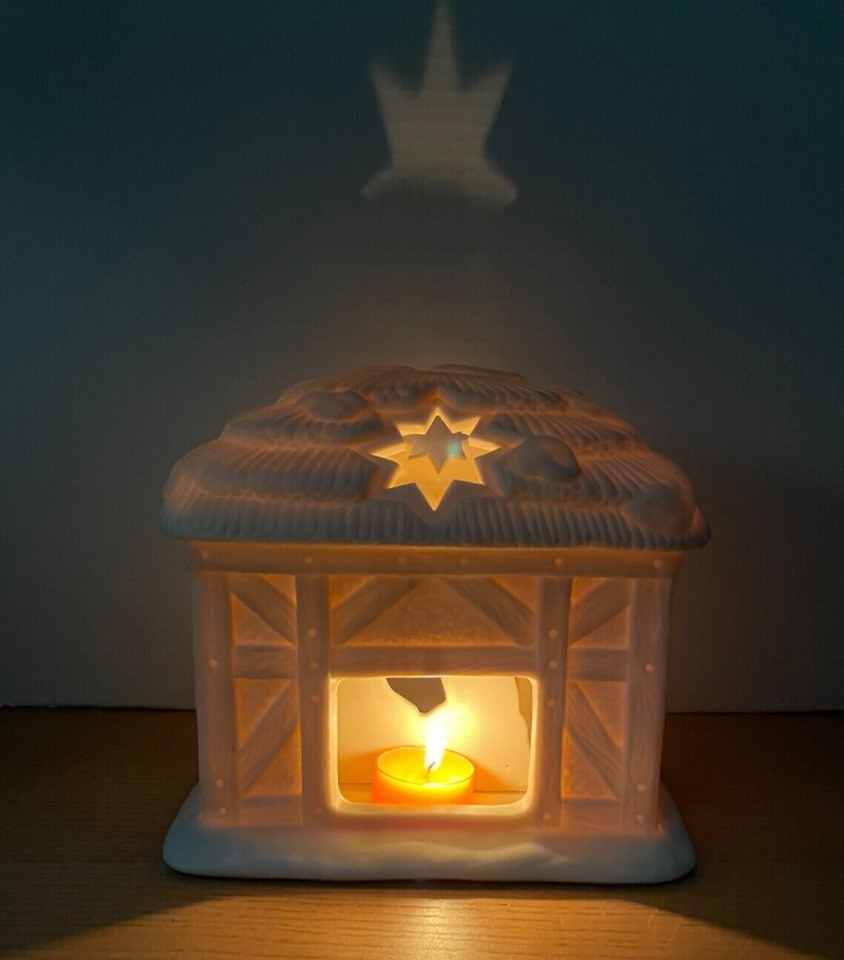 Partylite Christmas Nativity Candle Holder O Holy Night Porcelain ...