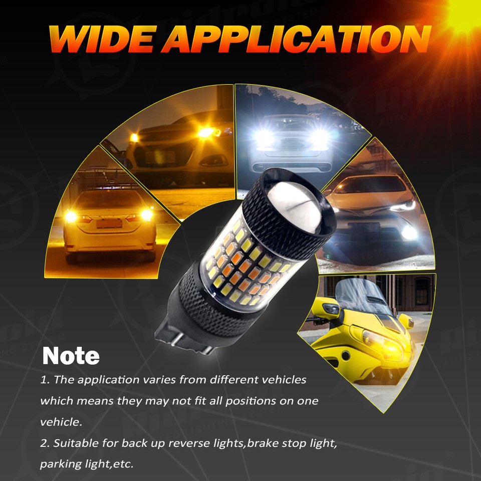 7443 7444 LED Turn Signal Switchback White/Amber DRL Parking Light ...