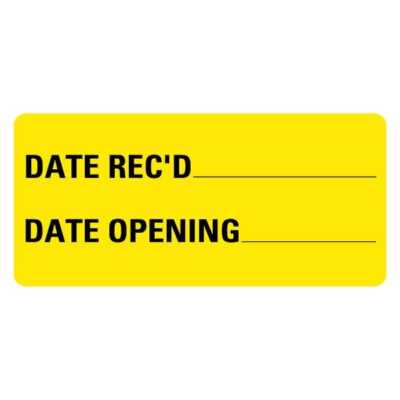 Date Rec'd Date Opening Medical Labels | eBay