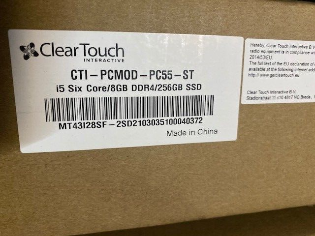 Clear Touch PC Module, Intel i5 6-Core, 8GB DDR4, 256GB SSD, Ultra HD ...
