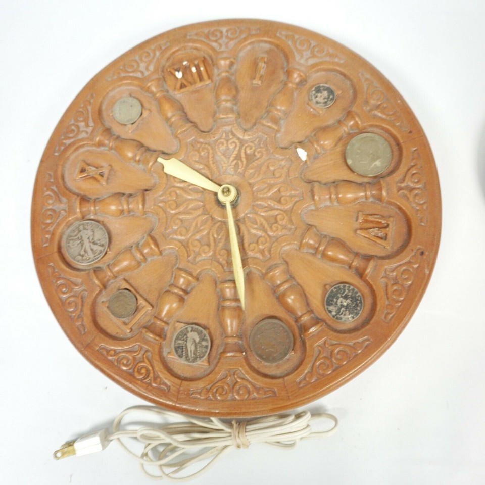 Clock with coins Walking Liberty, Kennedy, Indian Head, Large Cent ...