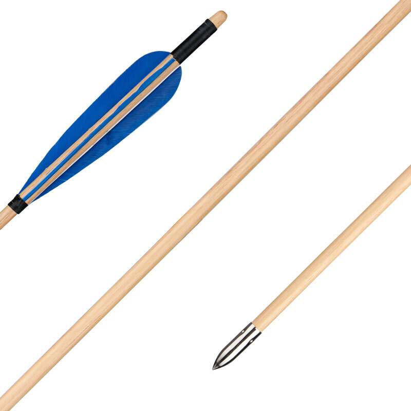 31" Archery Wooden Arrows Wood Shaft 5" Turkey Fletching for Bow ...