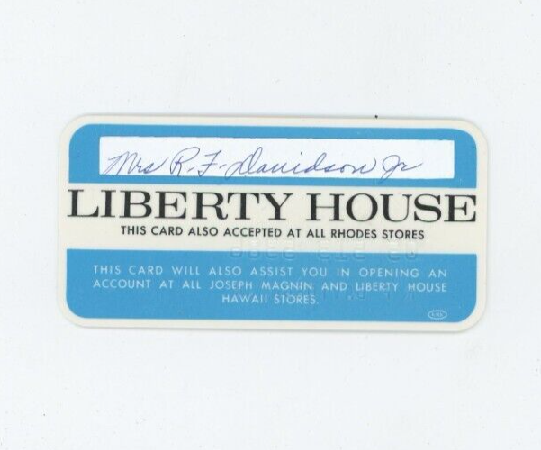 Vintage Credit Card Liberty House Department Store | eBay
