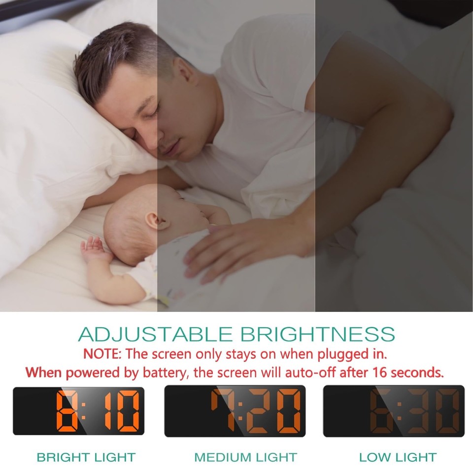 Sharp Electric Digital Alarm Clock LED Large Display Battery Backup ...