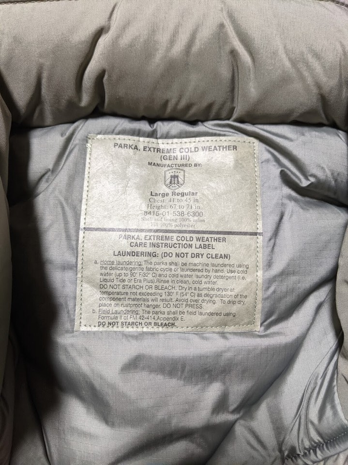 US Army Gen 3 lll PCU Level 7 Primaloft Extreme Cold Weather ECW Parka ...