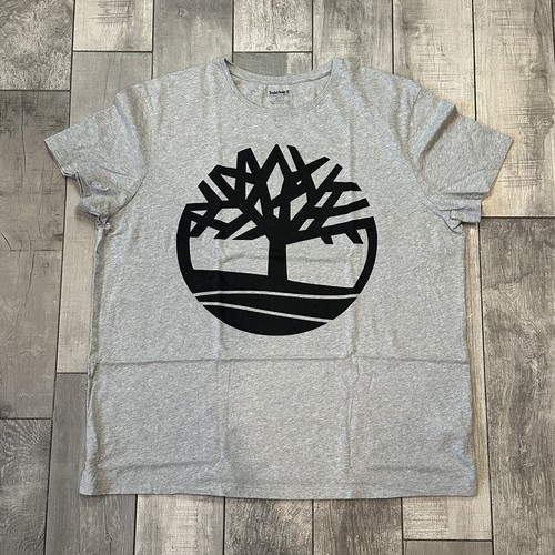 Timberland Tree Logo T-Shirt Gray Black Crew 100 Organic Cotton Logo ...