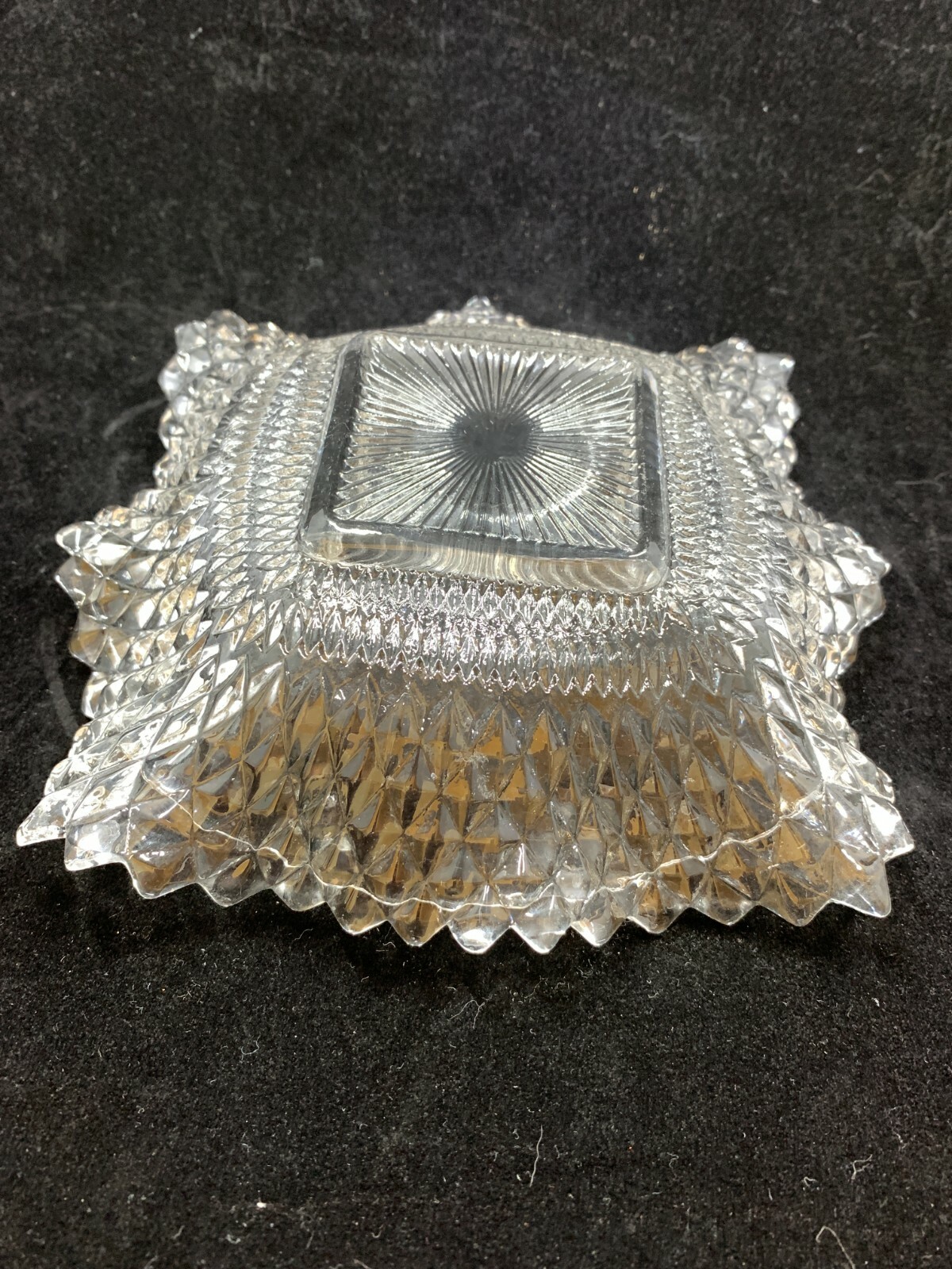 Vintage Indiana Glass Diamond point square mint dish diamond point ...