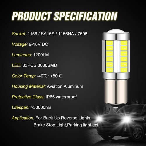 2Pcs LED 1156 P21W 382 Car Reverse Light Bulbs Back Brake Stop Tail ...