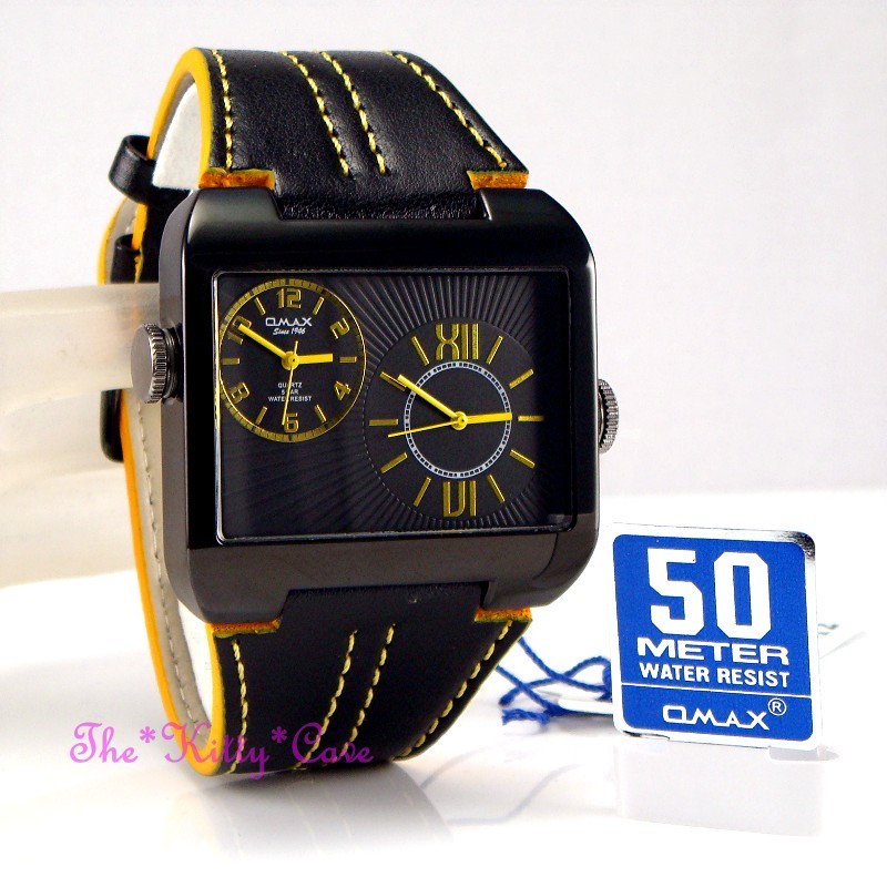 Rare OMAX 5ATM SS Seiko Movt 2 Zone Dials, Dual Time Black & Yellow ...