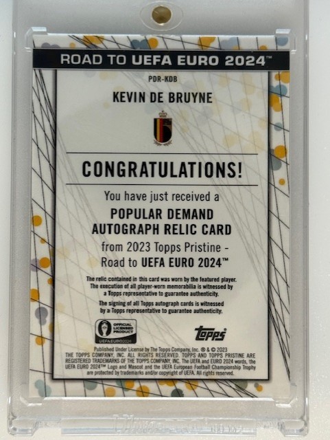 Kevin De Bruyne 2024 Topps Pristine Popular Demand Patch Autograph Auto ...