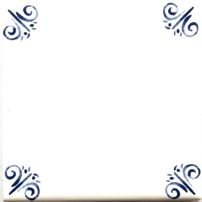 Scroll Blue Delft Design Kiln Fired 4.25" x 4.25" Ceramic Tile Field ...