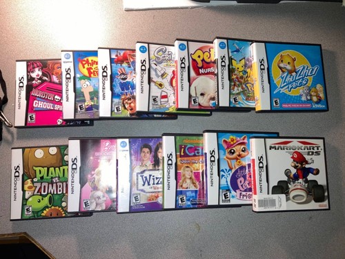 Nintendo DS video game lot of 14 games with cases and manuals+carrying ...