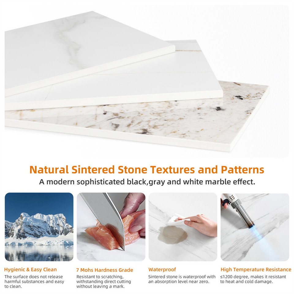 Luxury Dining Table 4/6 People Kitchen Bar Table Sturdy Marble Top Easy ...