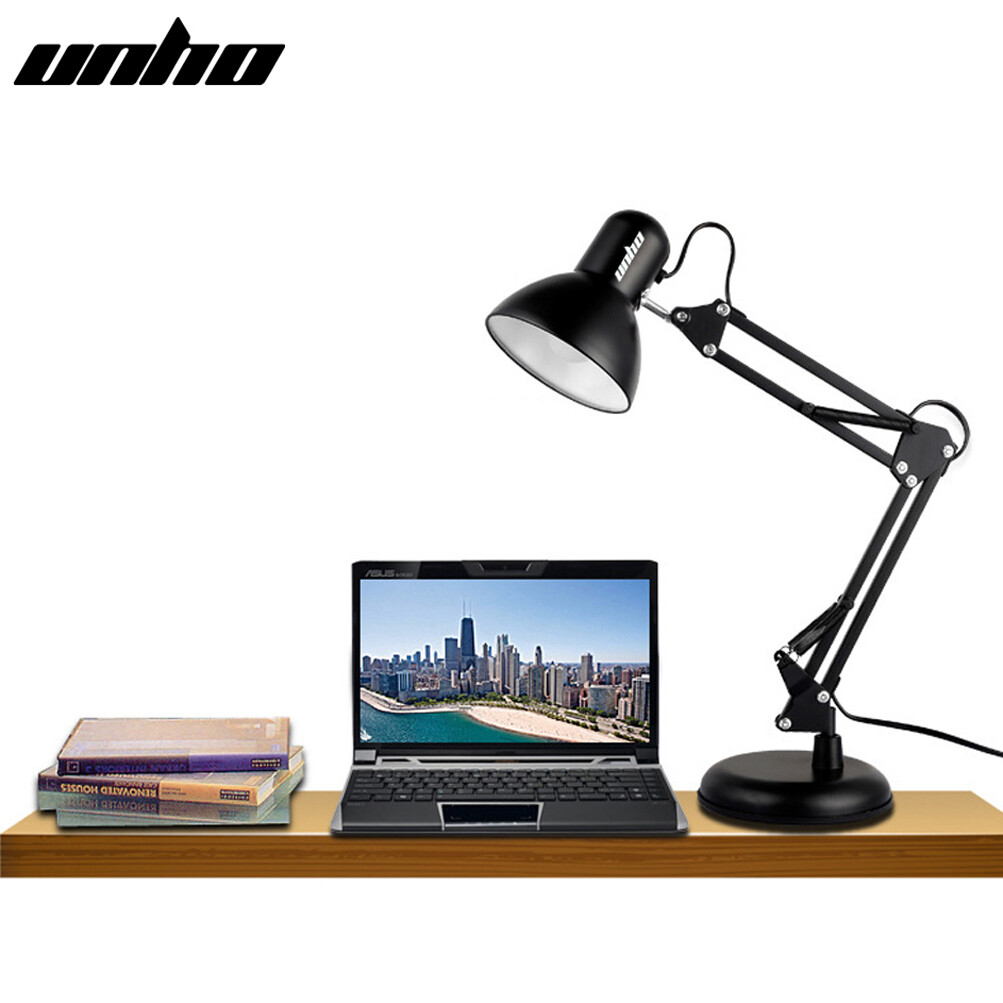LED Long Swing Arm Desk Lamp W Clamp Metal Adjustable Reading Light ...