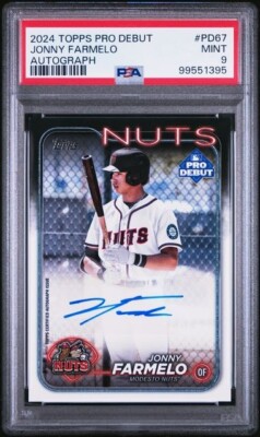 2024 TOPPS PRO DEBUT JONNY FARMELO BASE AUTO #PD67 MARINERS PSA 9 POP 1 ...