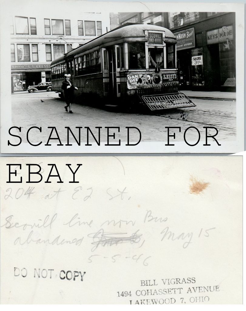 May 1946 CTS Cleveland Trolley #204 Scovill Line VINTAGE RAILROAD PHOTO ...