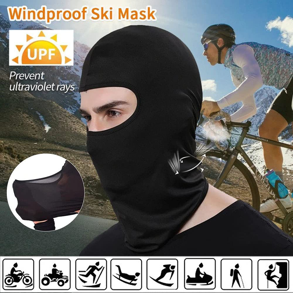 2PCS Men Balaclava Black Full Face Mask Winter Motorcycle Ski Neck ...