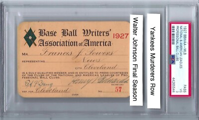 1927 Babe Ruth 60HRS Ty Cobb 4000Hits Walter Johnson Last SeasonTicket ...
