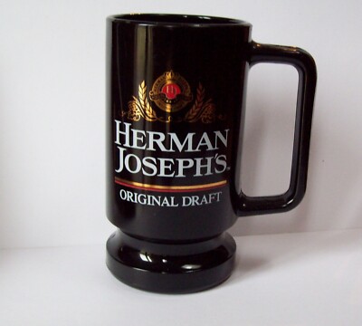 Vtg 1990s Herman Joseph's Original Draft Beer Black Cup Mug Coors Media ...
