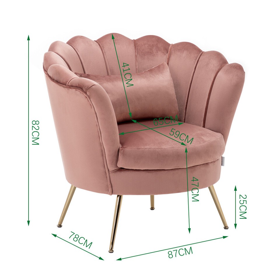 Velvet Scallop Shell Back Tub Chair Armchair Dressing Sofa Stool ...