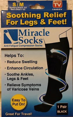 Miracle Socks Compression Socks S/M Black | Anti-Fatigue Relief for ...