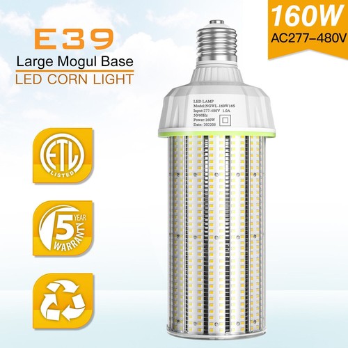 160W LED Corn Bulb Light Equiv 600W MH Warehouse High Bay Lamp 5000K AC ...