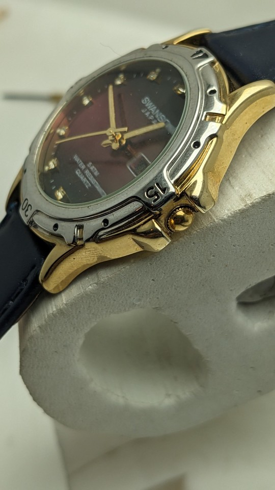Swanson Japan Diamond & Red Dial Quartz Men's Watch | eBay