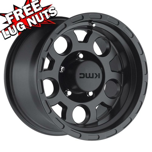 16 inch 16x8 KMC KM522 ENDURO MATTE BLACK wheels rims 5x4.5 5x114.3 +0 ...