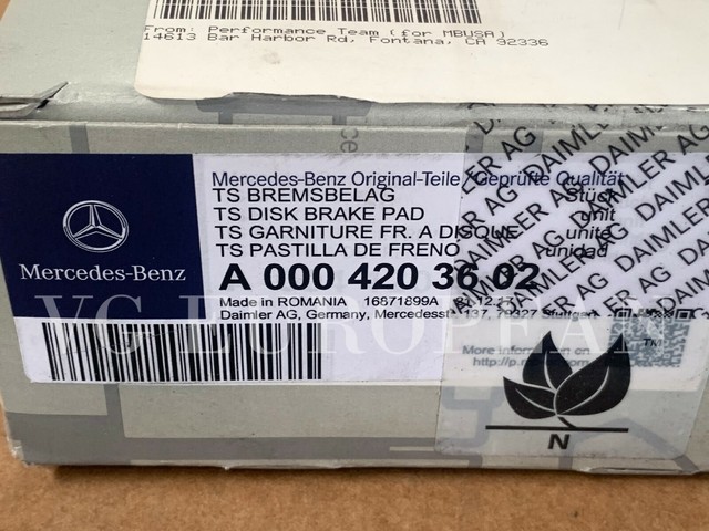 Genuine Rear Brake Pad Set for Mercedes-Benz W205 C-class 0004203602 ...