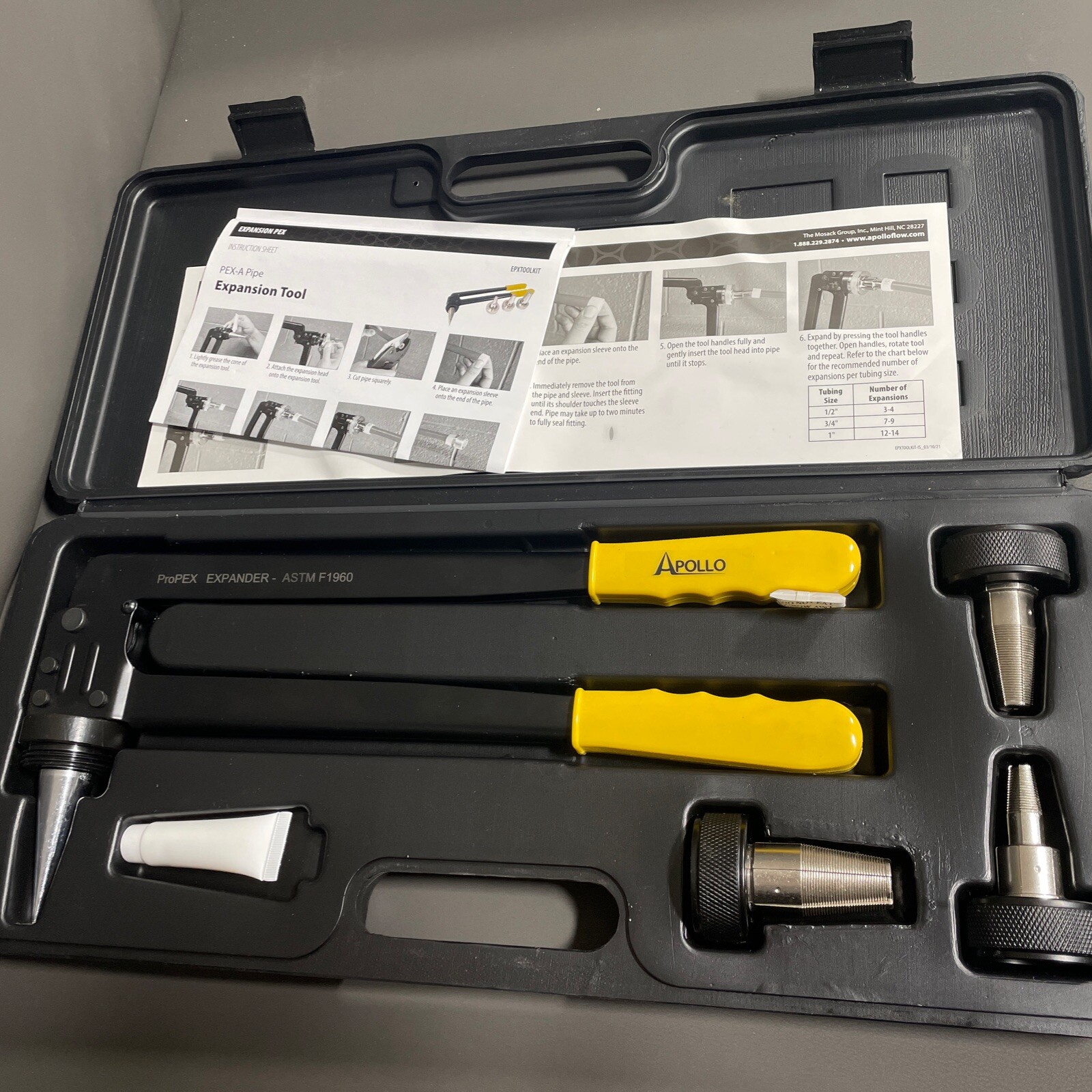 Apollo PEX Pex-A Pipe Expansion Tool Kit NEW OPEN BOX With 1/2”, 3/4 ...