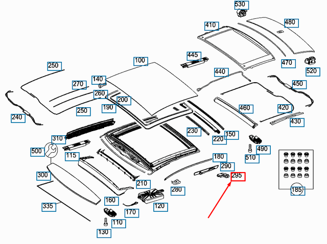 Mercedes-Benz S W222 Sunroof Slide Shoe TS A2227800000 Genuine for sale ...