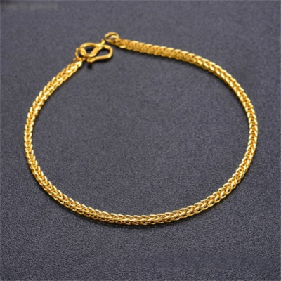 Solid Pure 999 24K Yellow Gold Wheat Chain Link Bracelet Bangle Anklet ...
