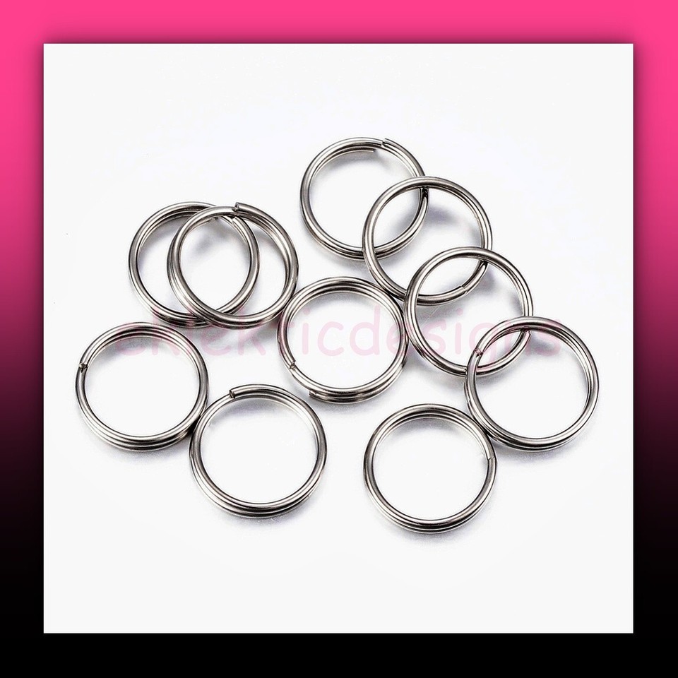 10mm 25pcs 1.5mm 304 Surgical Stainless Steel Split Double Jump Rings ...
