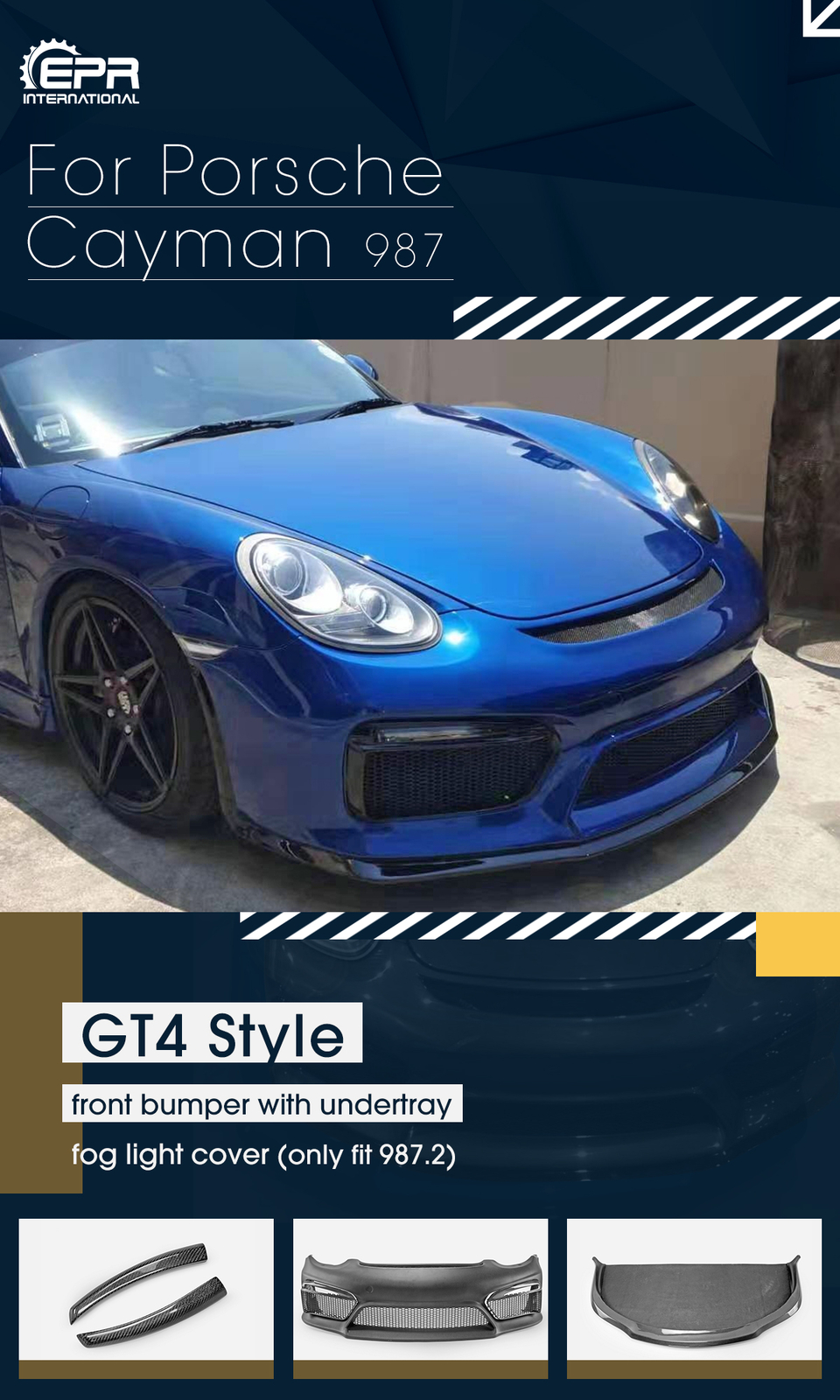 For Porsche Cayman 987 GT4 Style Front Bumper With Undertray & Fog ...