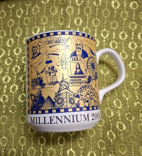 Millennium 2000 Collectible Mug Blue & gold Design White On Back Of Mug ...