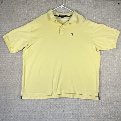 US Polo Assn Men's Yellow Polo Shirt Size 3XL USPA Navy Blue Embroidery ...