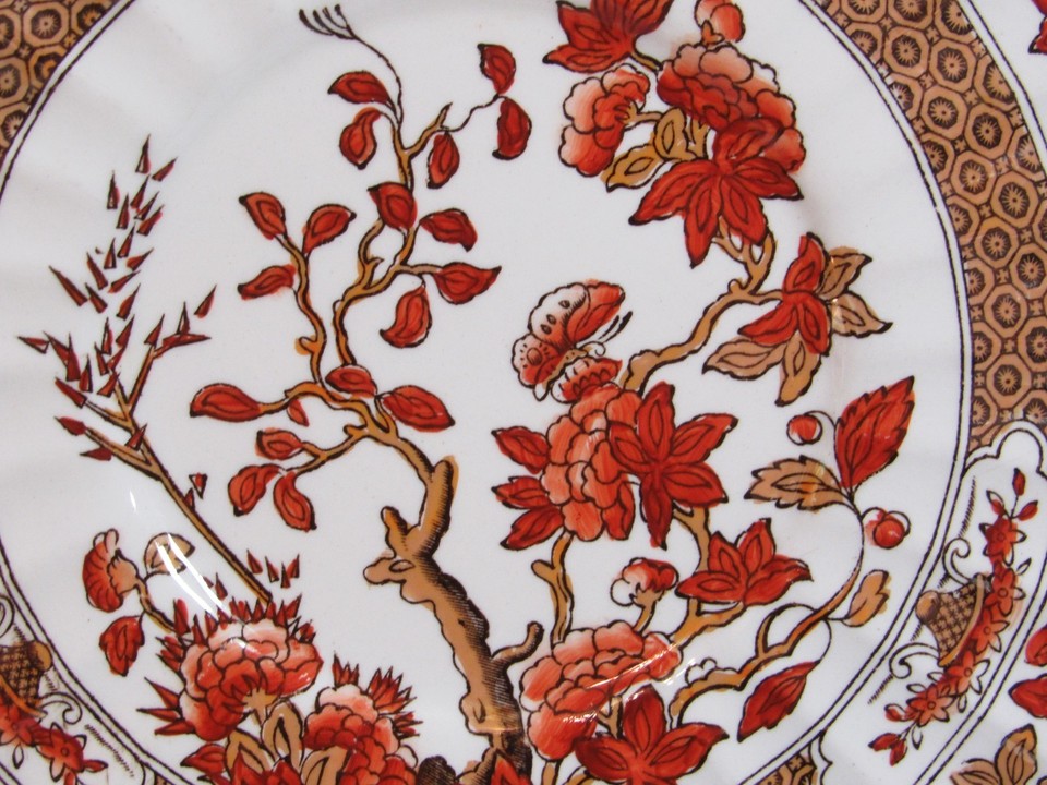 Spode Copeland England Vintage INDIAN TREE RUST 3 Under Plates Older ...