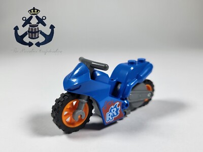 LEGO City / Town Blue Bike Flywheel Motorcycle + Orange Wheels ...