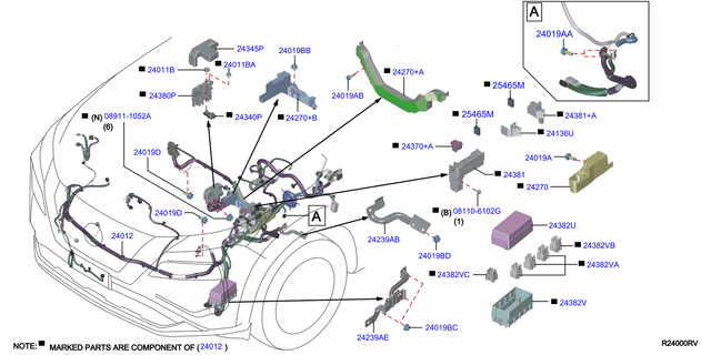 Genuine Nissan Harness Assembly Engine Room 24012-9BK8A for sale online ...