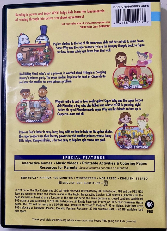 Super WHY: Humpty Dumpty & Other Fairytale Adventures PBS Kids DVD | eBay