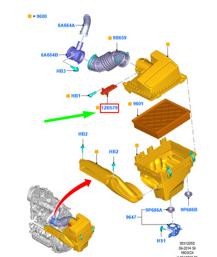 FORD MONDEO MK5 MASS AIR FLOW SENSOR MAF 8V21-12B579-AA 1516668 ...