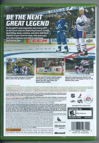 NHL 12 (Microsoft Xbox 360, 2011, Pro Hockey, Tested Works Great, EA ...