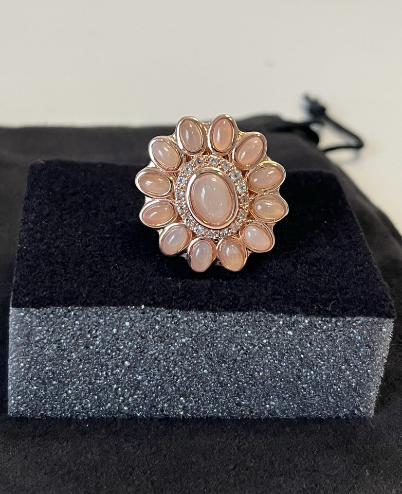 Pink/Peach Gemstone 18K Rose Gold Over Sterling Silver Ring Size 8 | eBay