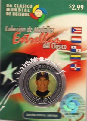 JAVY LOPEZ MLB Baseball PONCE Puerto Rico token ficha medalla coin card ...