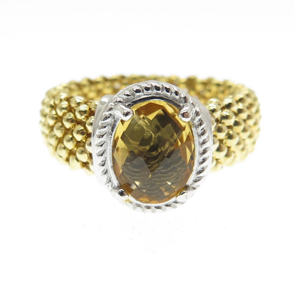 925 Sterling Silver 1/10 14K Gold Filled Italy Real Citrine Popcorn ...