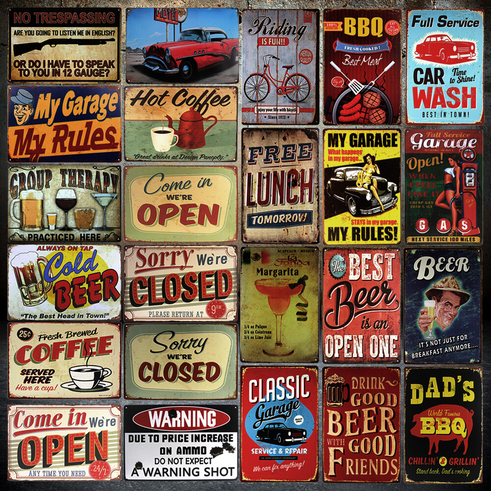 Retro Tin Sign Wall Decor Metal Plaque Pub Bar Poster Plate Tavern Club ...