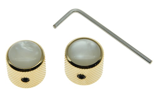 2x Gold Tele Telecaster White Pearl Top Guitar Dome Knobs Set Screw ...